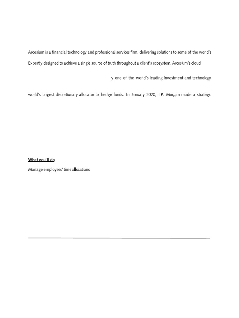 Arcesium - FPNA Intern JD - Campus | PDF