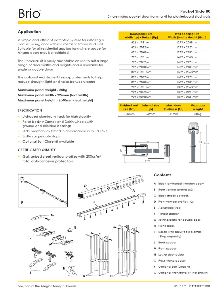 Climadoor Pocket Door Data Sheet | PDF | Door | Building Engineering