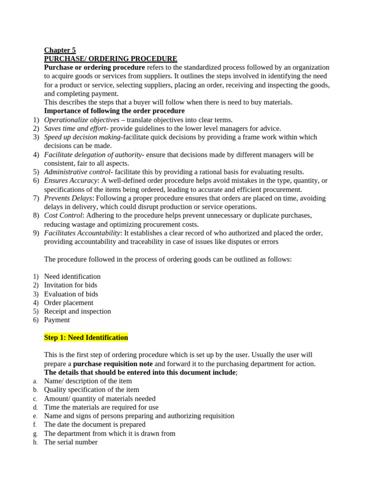 Ordering Procedures Overview | PDF | Procurement | Supply Chain
