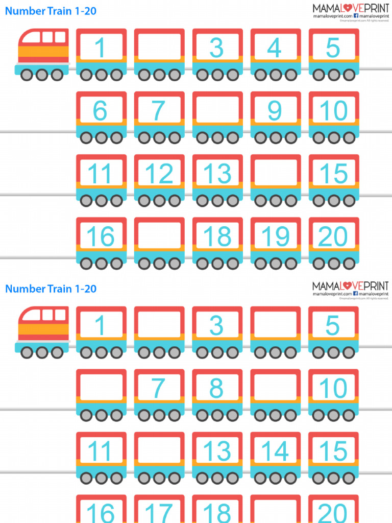 Mamaloveprint Number1-20 Train Book1 | PDF