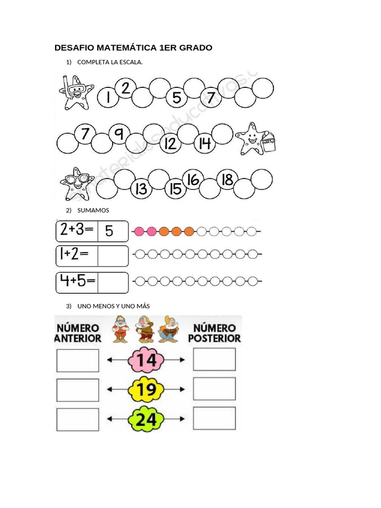 Desafio Matemática 1er Grado | PDF