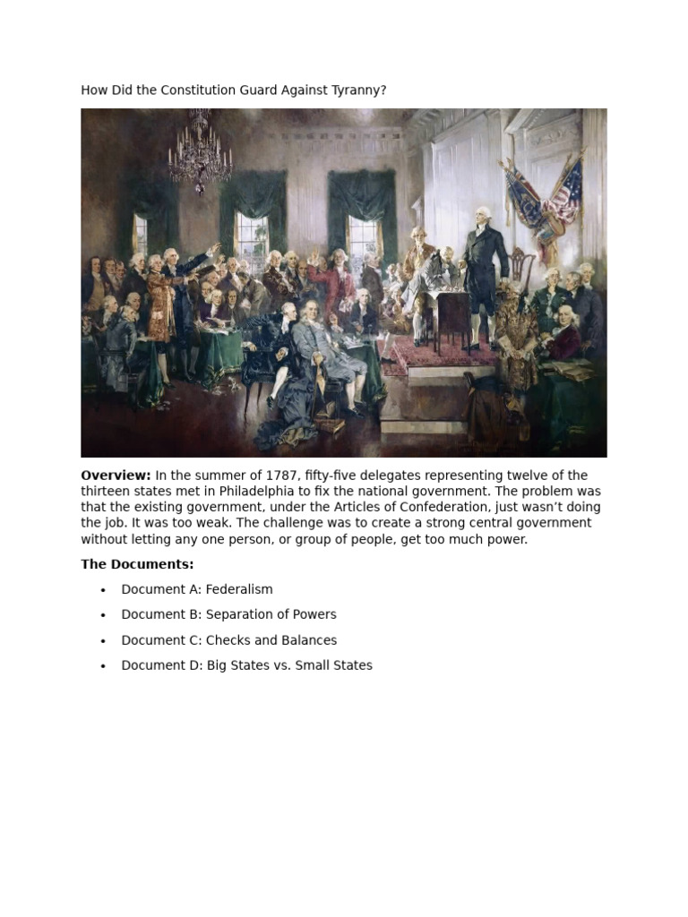 Constitution's Safeguards Against Tyranny | PDF | Article One Of The ...