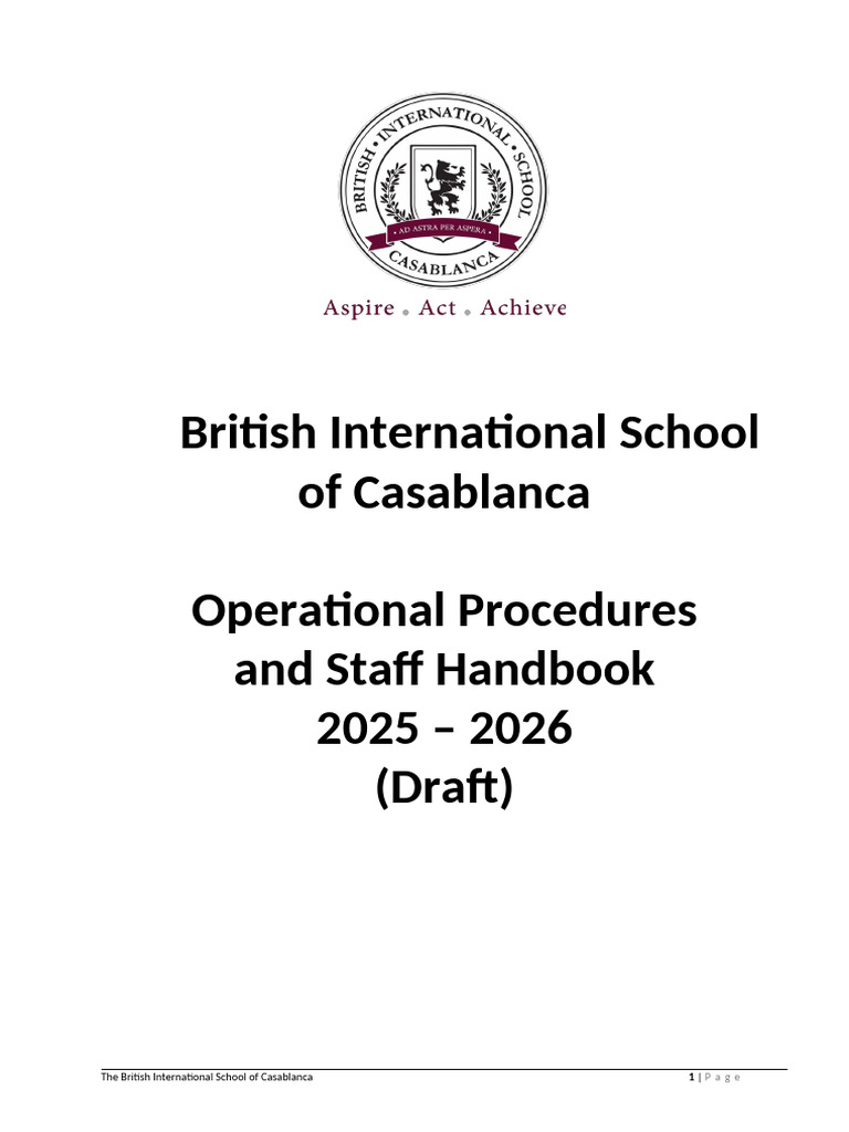 British International School Handbook 2025-2026 | PDF | Teachers ...