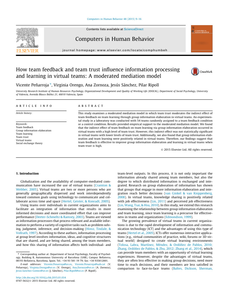 2015 - How Team Feedback and Team Trust Influence Information ...