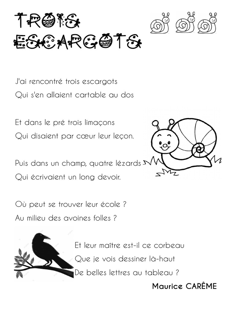 Trois escargots de Maurice Carême | PDF