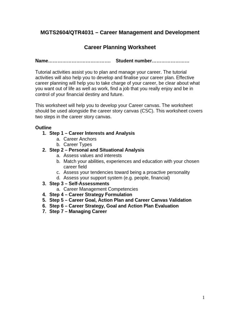 Career Planning Worksheet | PDF | Cost Of Living | Entrepreneurship