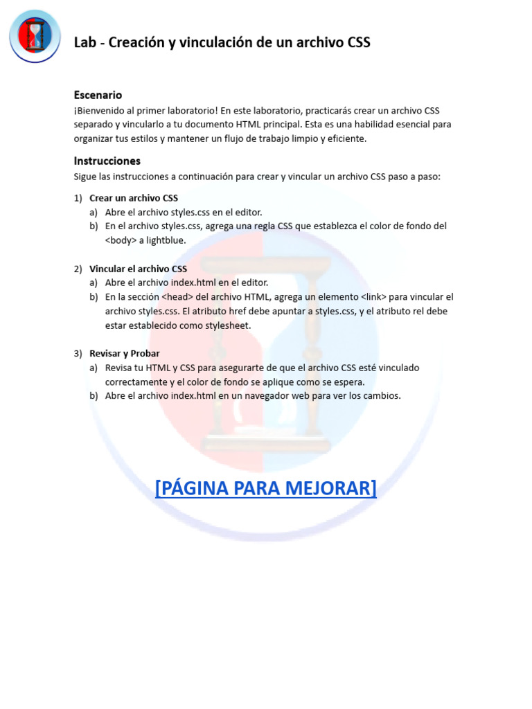 Lab - Creación y Vinculación de Un Archivo CSS.docx | PDF