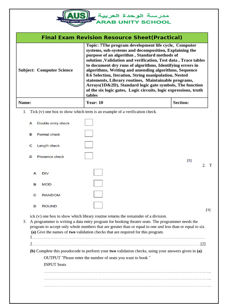 Computer Science Exam Revision Guide | PDF | Algorithms | Logic Gate