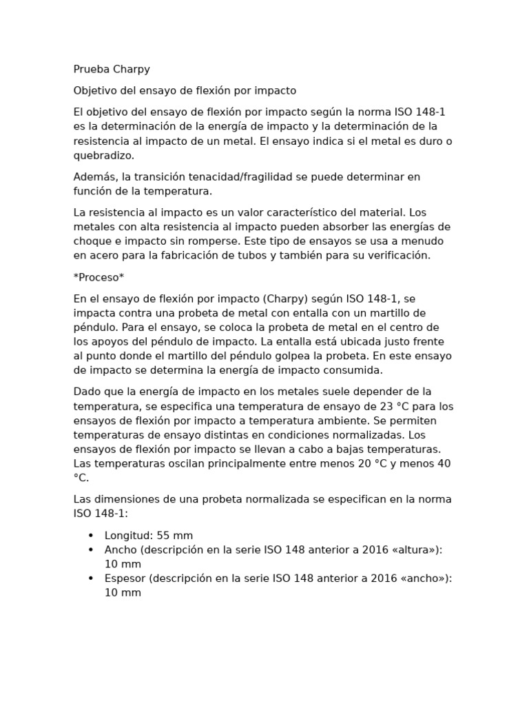 Prueba Charpy ISO-148-P1 50pgs | PDF | Rieles | Líquidos