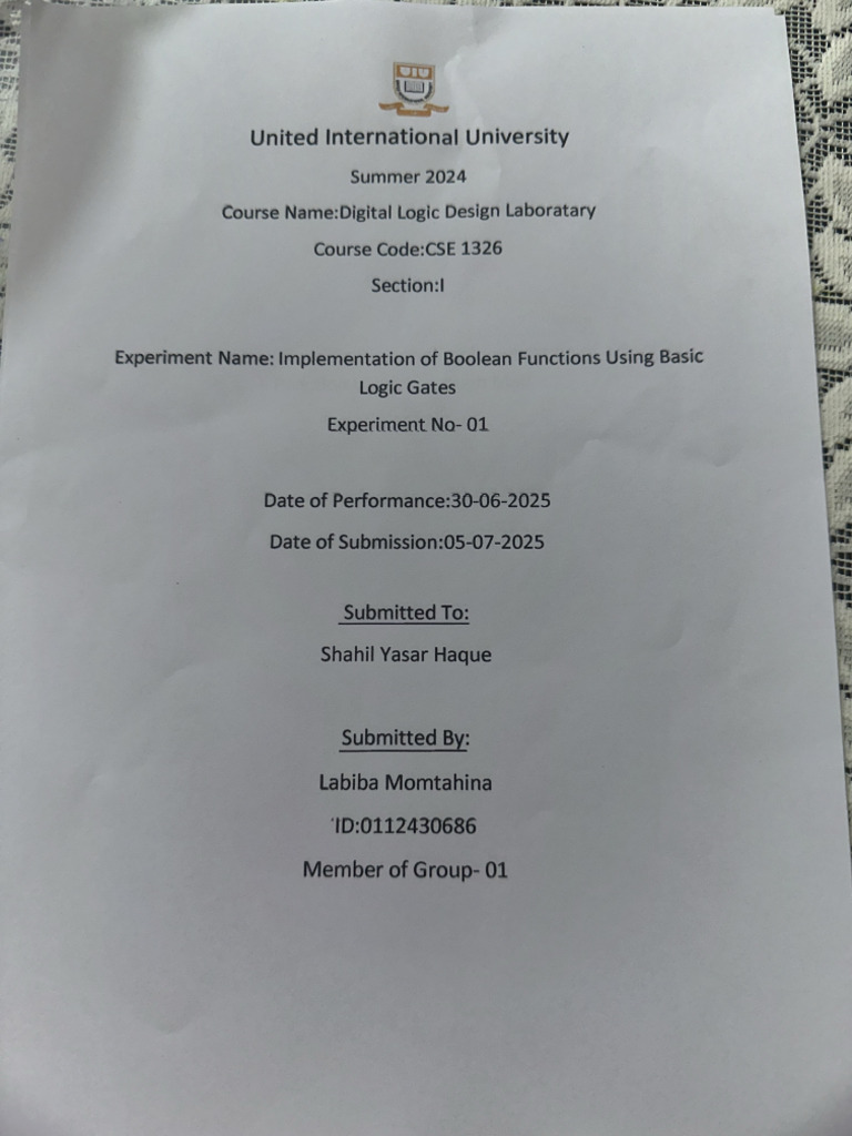 DLD Lab Report 1 | PDF