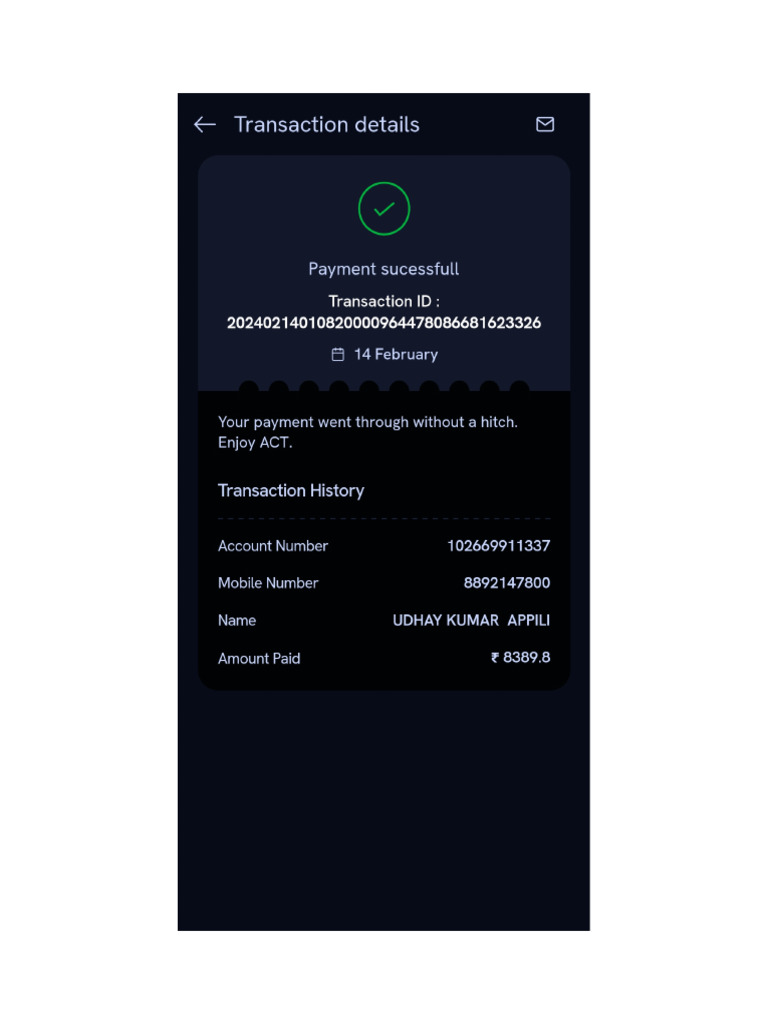 Payment Receipt - Feb To Aug 2024 | PDF