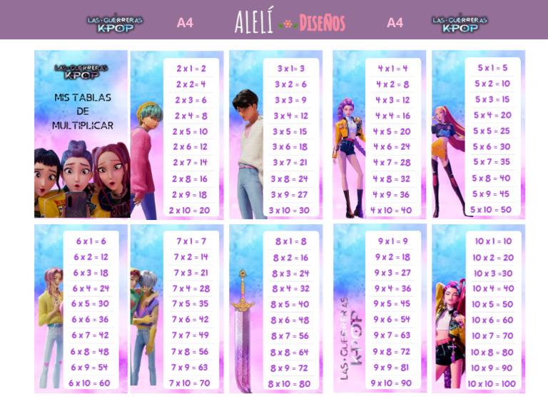 Tablas de Multiplicar K-Pop A4 | PDF