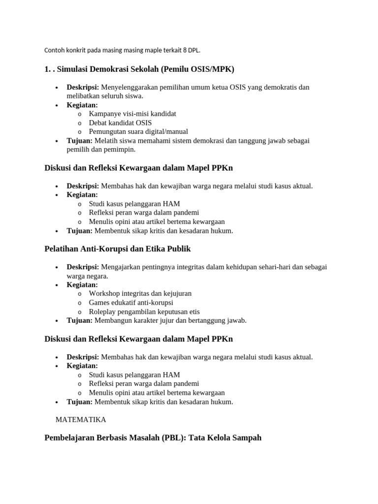 Contoh Konkrit Pada Masing Masing Maple Terkait 8 DPL | PDF