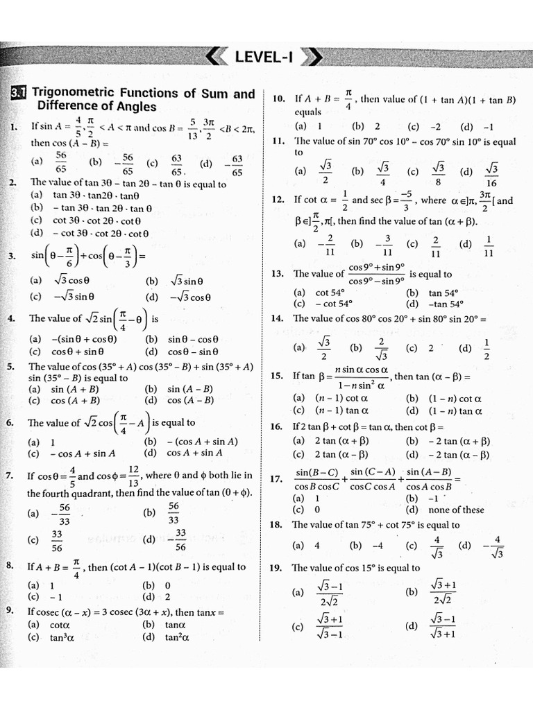 Trigonometry Class 11 | PDF
