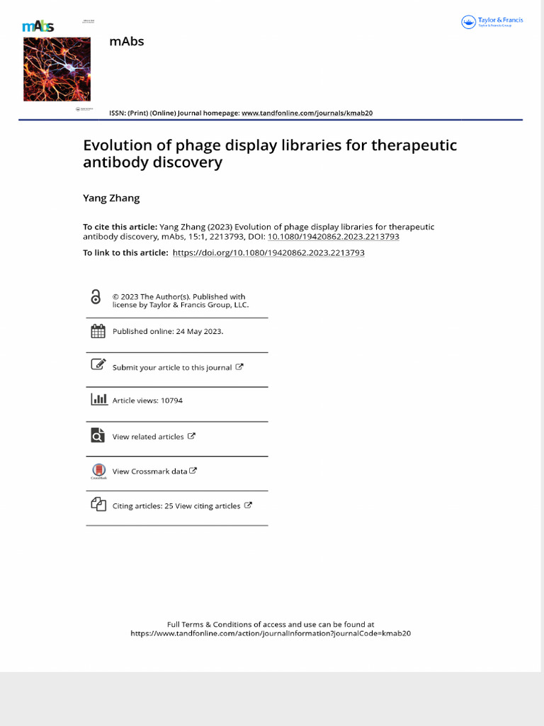 Evolution of Phage Display Libraries For Therapeutic Antibody Discovery ...