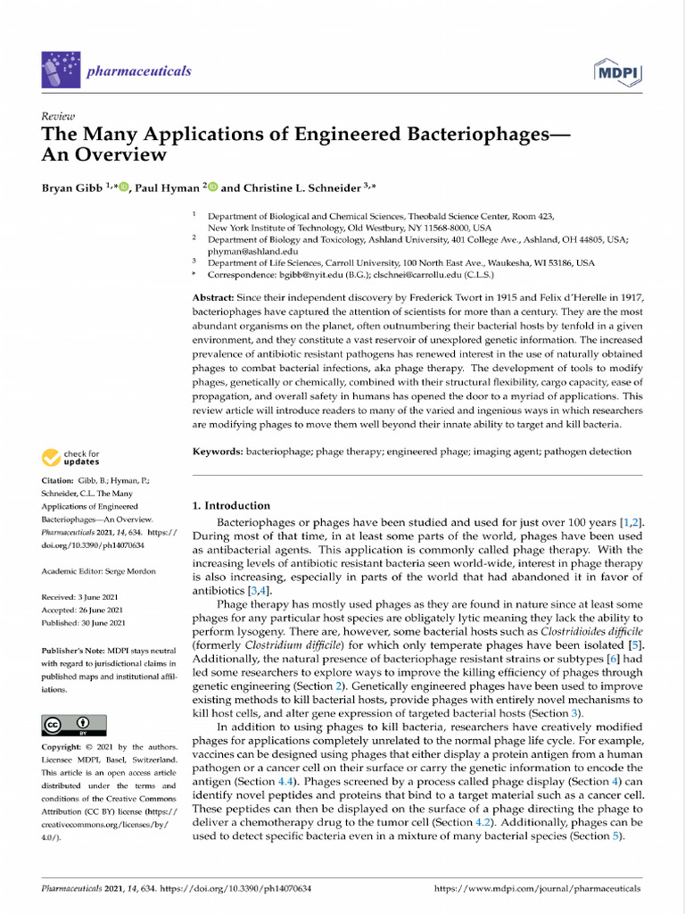 The Many Applications of Engineered Bacteriophages - An Overview ...