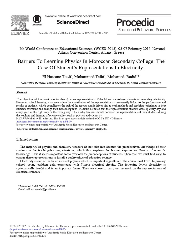 Barriers to Learning Electricity in Morocco | PDF | Electric Current ...
