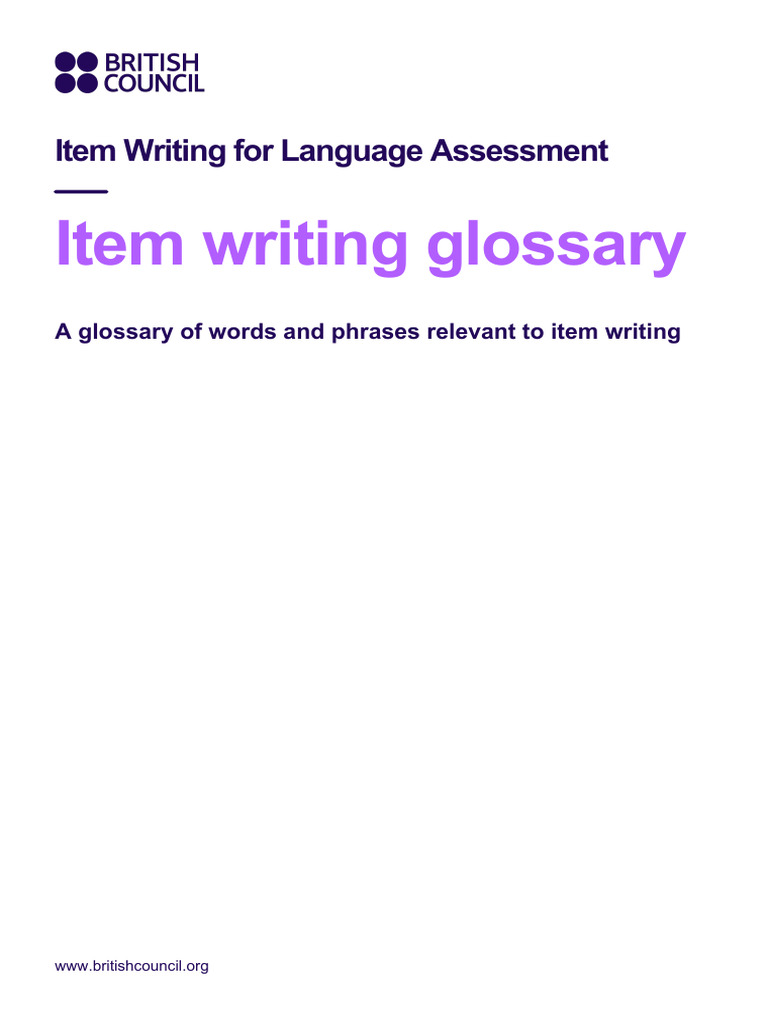 Item Writing Glossary | PDF | Semantics | Word