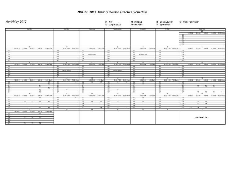 Junior Practice Schedule | PDF