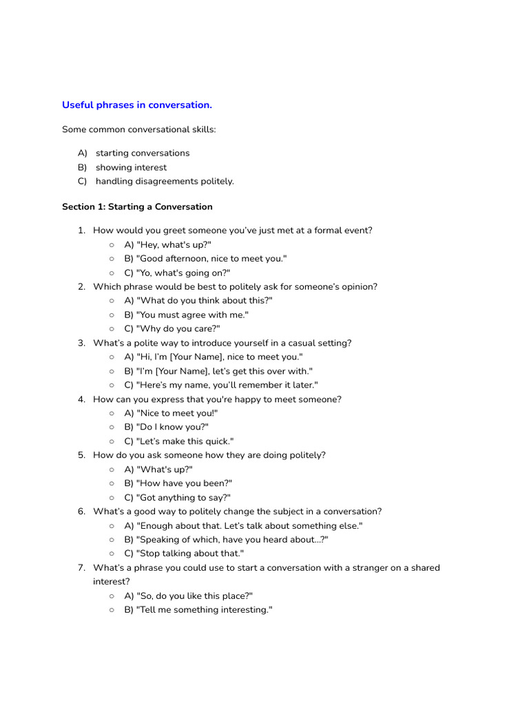 Some Conversational Phrases | PDF