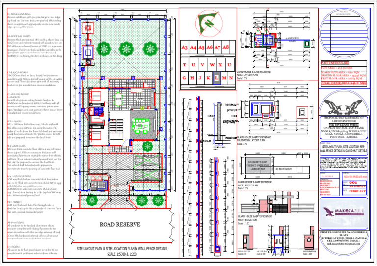 001 - Site Layout Plan, Site Location Map, Guard Hut Details & Wall ...