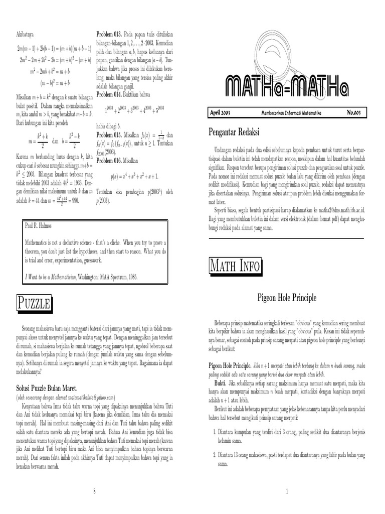 Matha-matha 2003 | PDF