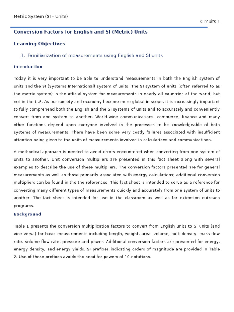 SI and English Unit Conversion Guide | PDF | Kilogram | International ...