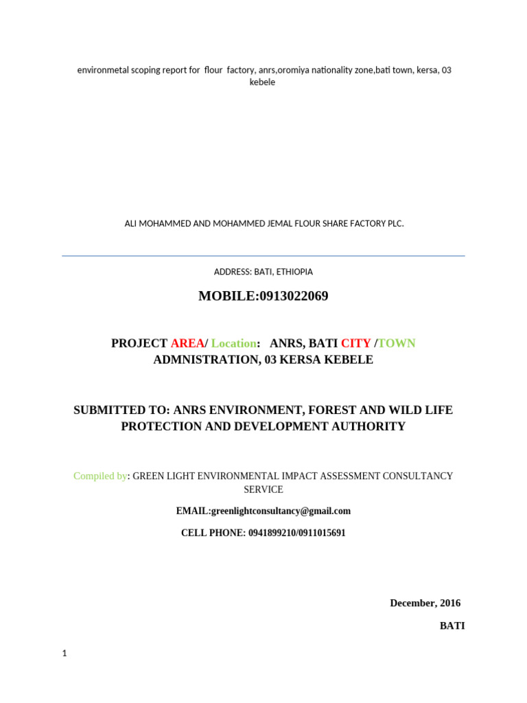 Environmental Scoping Report: Flour Factory | PDF | Waste ...