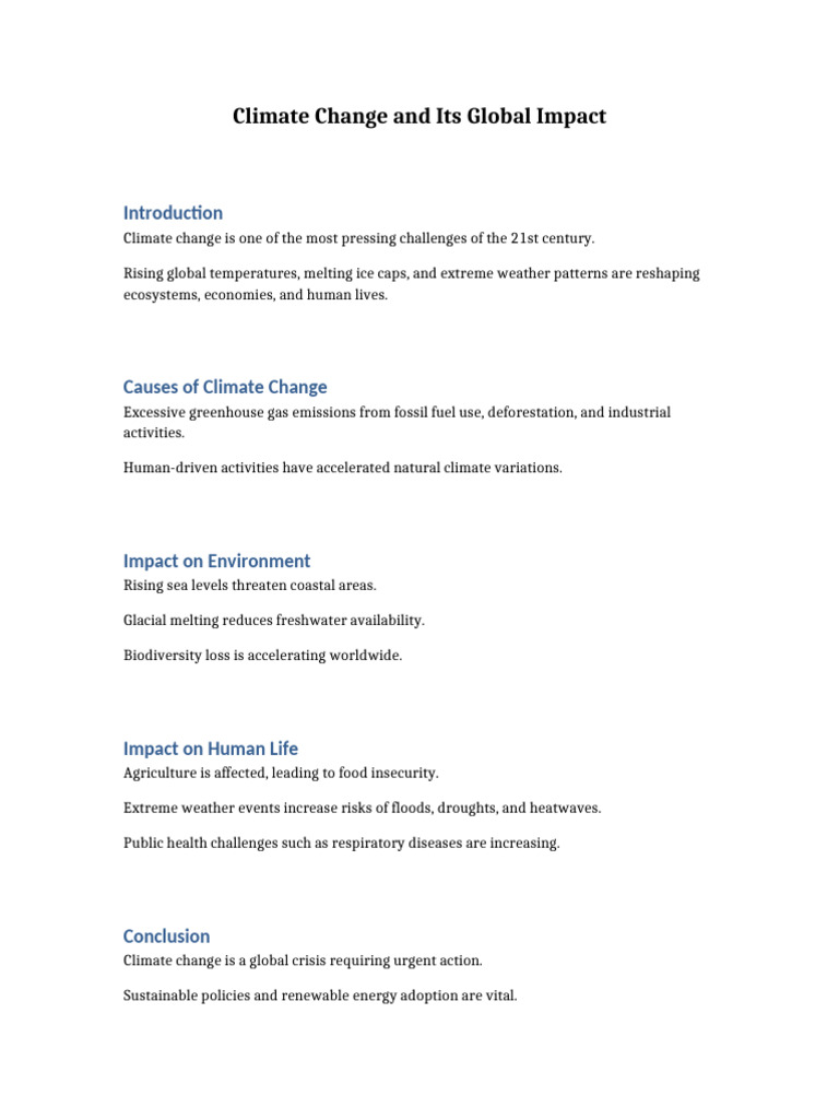 Climate Change and Its Global Impact | PDF