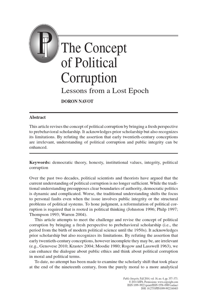 Revising Political Corruption Concepts | PDF | Corruption | Political ...