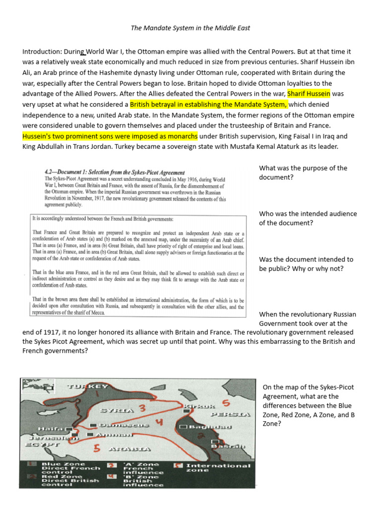 Arthur Velasco - Mandate System | PDF | Sykes–Picot Agreement | Middle East