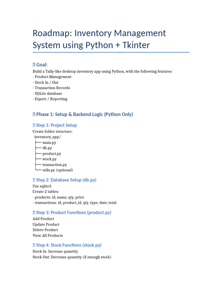 Inventory Management Roadmap | PDF