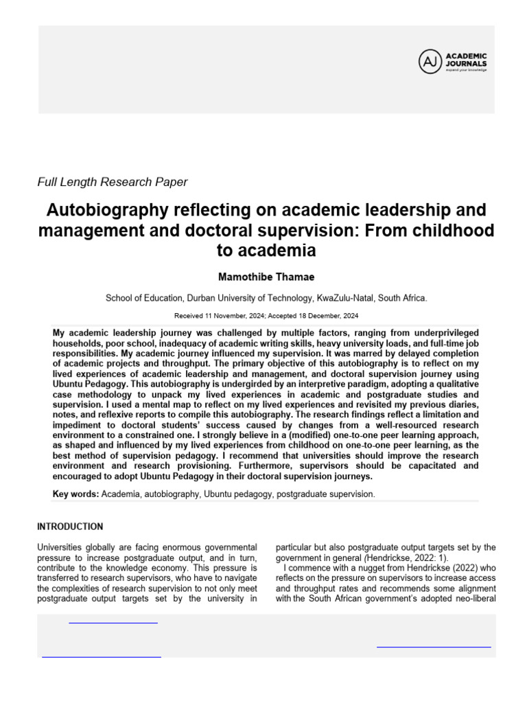 Autobiography | PDF | Mentorship | Qualitative Research