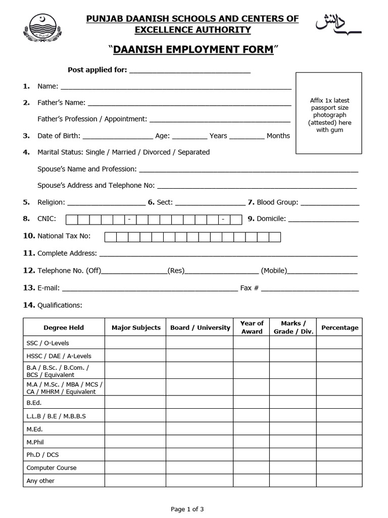 Danish School Job Application Form | PDF | Qualifications