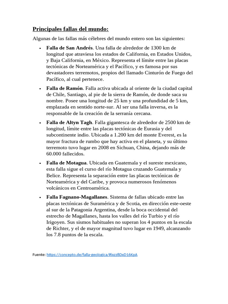 Principales fallas geológicas del mundo | PDF
