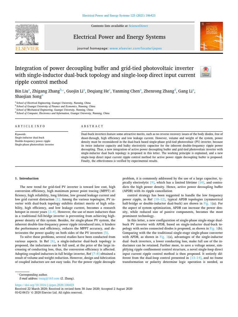Integration of Power Decoupling Buffer and Grid-Tied Photovoltaic ...