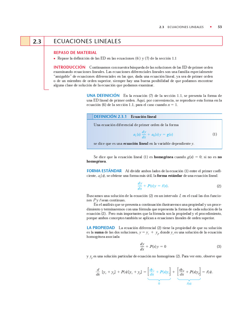 Ecuaciones Lineales Zill | PDF | Ecuaciones | Integral