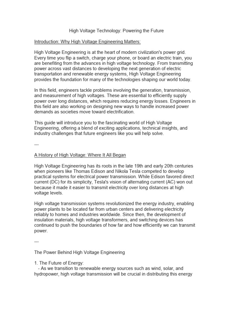 High Voltage Technology - 1 | PDF | Electrical Breakdown | Electric ...