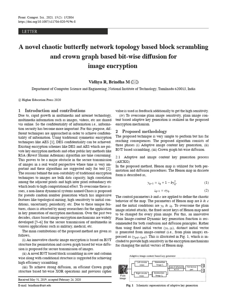 A Novel Chaotic Butterfly Network Topology Based Block Scrambling and Crown Graph | PDF | Chaos ...