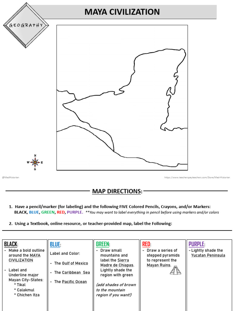 Mayan Empire Map Worksheet | PDF | Maya Civilization | Mesoamerica