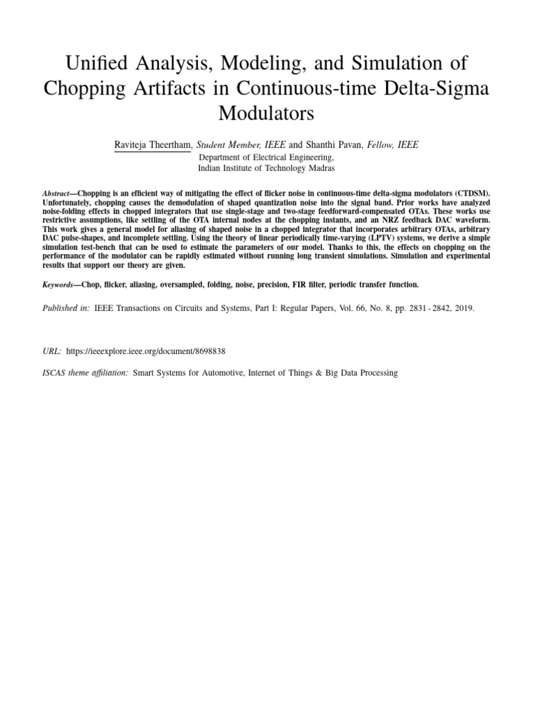 Unified Analysis Modeling and Simulation of Chopping Artifacts in Continuous-Time Delta-Sigma ...