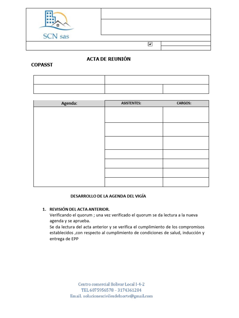 Acta Reunión COPASST Mayo 2024 | PDF