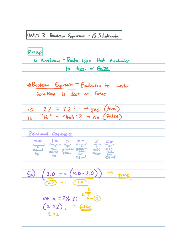 APCS Unit 3 - Boolean Expressions Review - Ajay Gan - 250502 - 124307 | PDF | Boolean Data Type ...