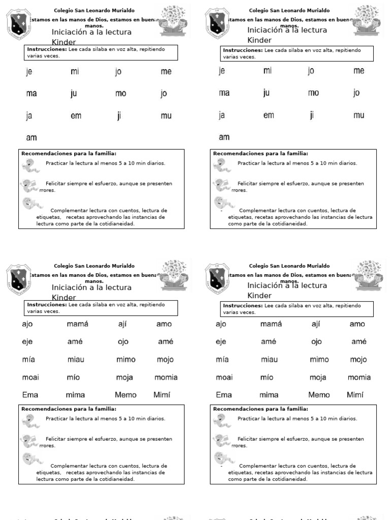 Lectura Kinder 1. | PDF