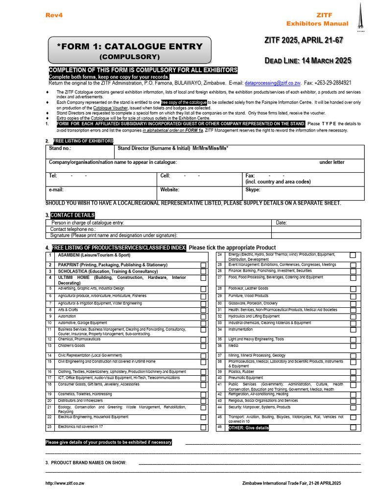 ZITF 2025 Exhibitors Manual Guide | PDF