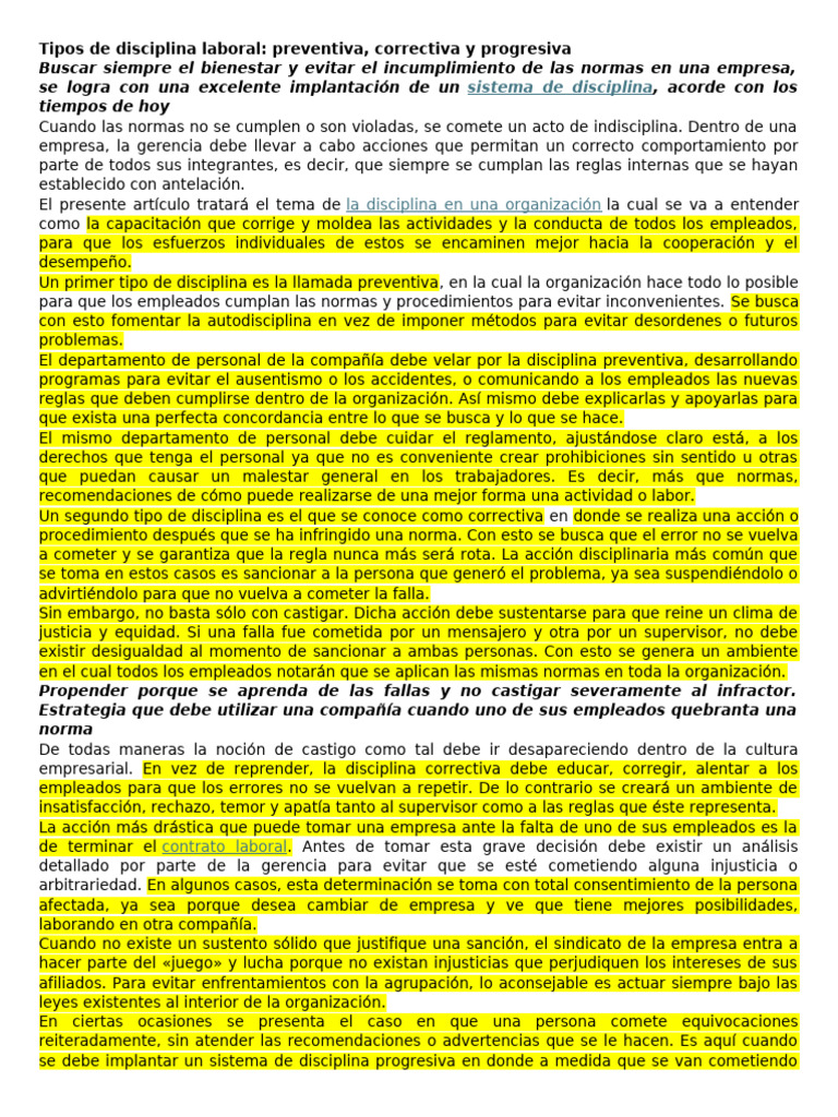 Tipos de Disciplina Laboral | PDF | Disciplinas
