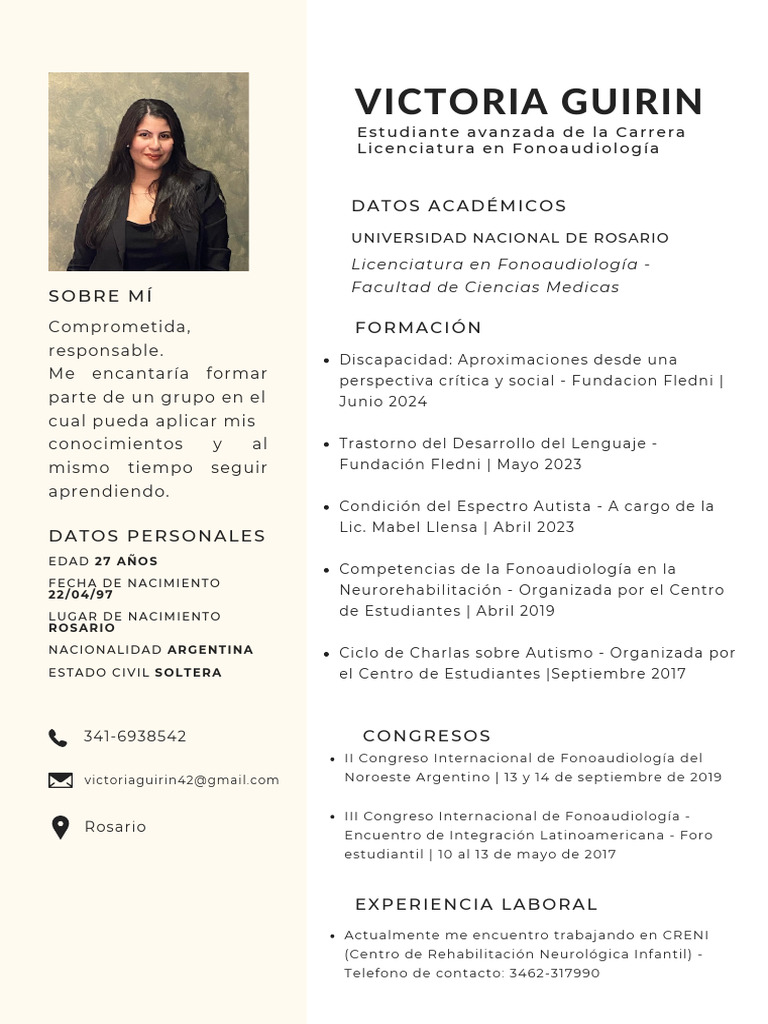 CV Con Foto Trabajo Formal Joven Blanco Neutro | PDF