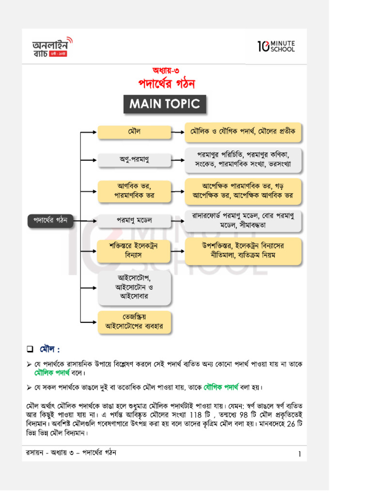 SSC Chemistry 3rd Chapter Theory | PDF