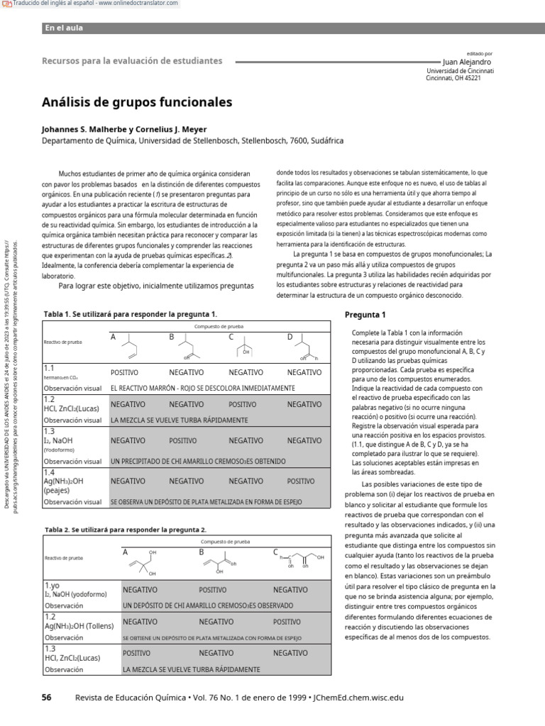 Functional Group Analysis - En.es | PDF | Química | Compuestos químicos