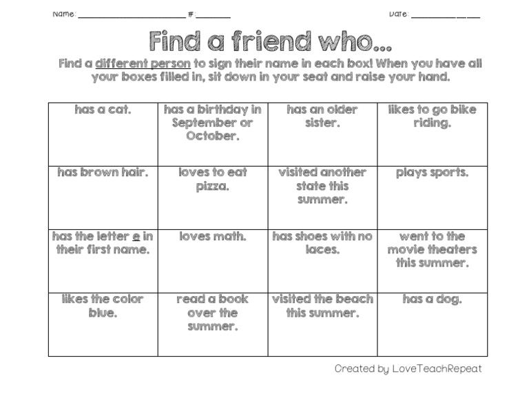 Find A Friend Who : Created by Loveteachrepeat | PDF